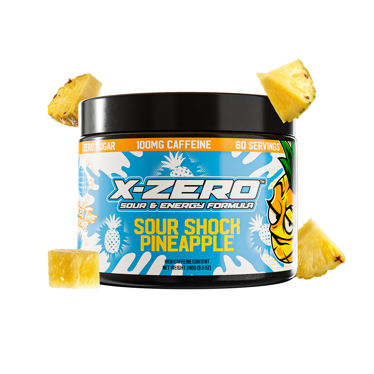 X-Zero Sour Shock Pineapple (240g / 60 Servings) – X-Zero Energy UK